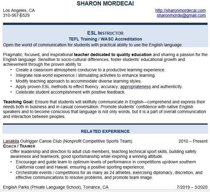 Resume\CV – Sharon Mordecai